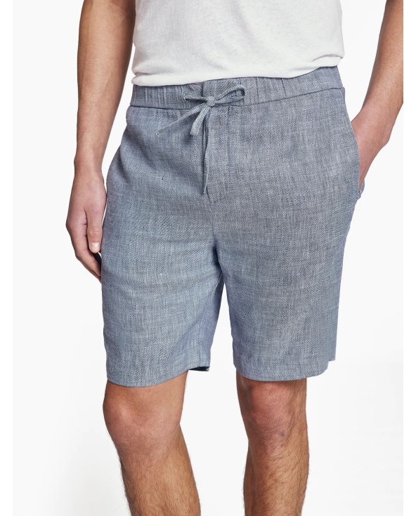 Felipe Linen Shorts Melange Navy Blue