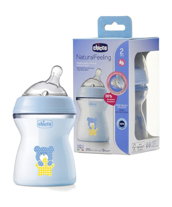 Chicco Natural Feeling plastična flašica za bebe 250ml 2m+ Plava - A075875