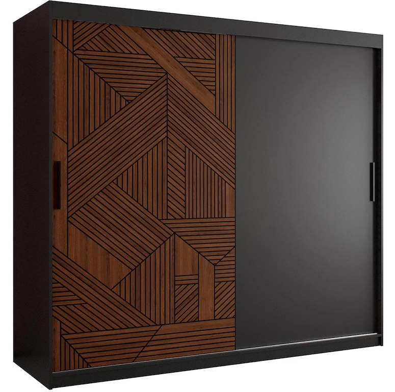 Malakka klizni ormar 2 vrata 200x62x200 cm crni/hrast