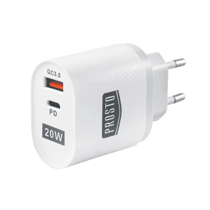 Prosto univerzalni brzi punjač 20W (QC + PD USB-C)
Prosto univerzalni brzi punjač 20W (QC + PD USB-C)
