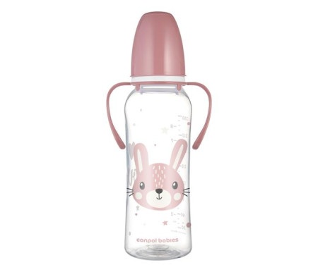 Canpol babies flasica cute animals sa ruckama 250ml (11/845) - pink ( 11/845_pin )