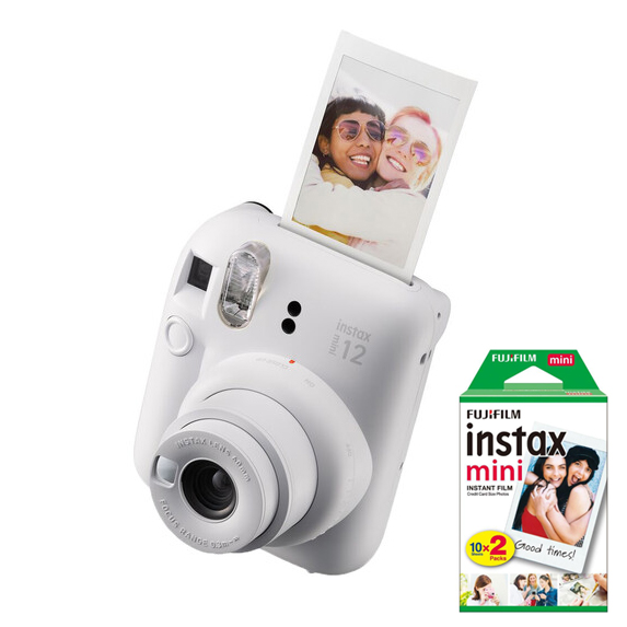 Fujifilm INSTAX MINI 12 Instant Film Camera (Clay White) + duplo pakovanje papira