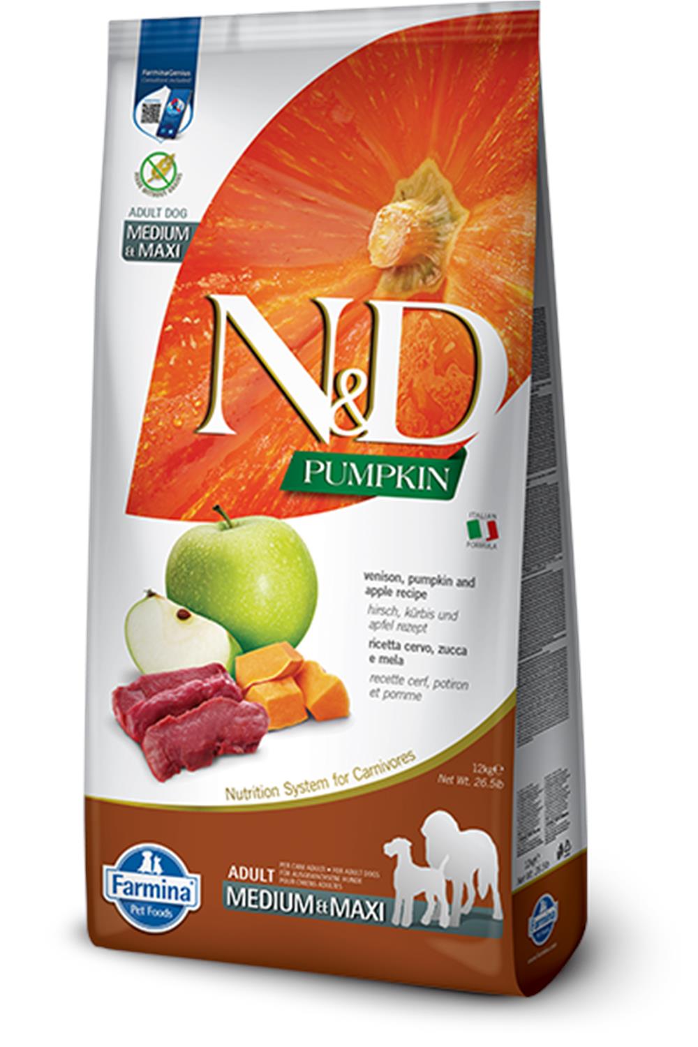 N&D Pumpkin Venison&Apple Medium&Maxi 12kg