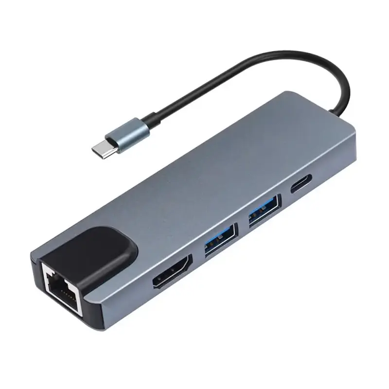 Adapter Type C na LAN Gb, Type C, 2xUSB 3 i HDMI 5u1 20cm kabl