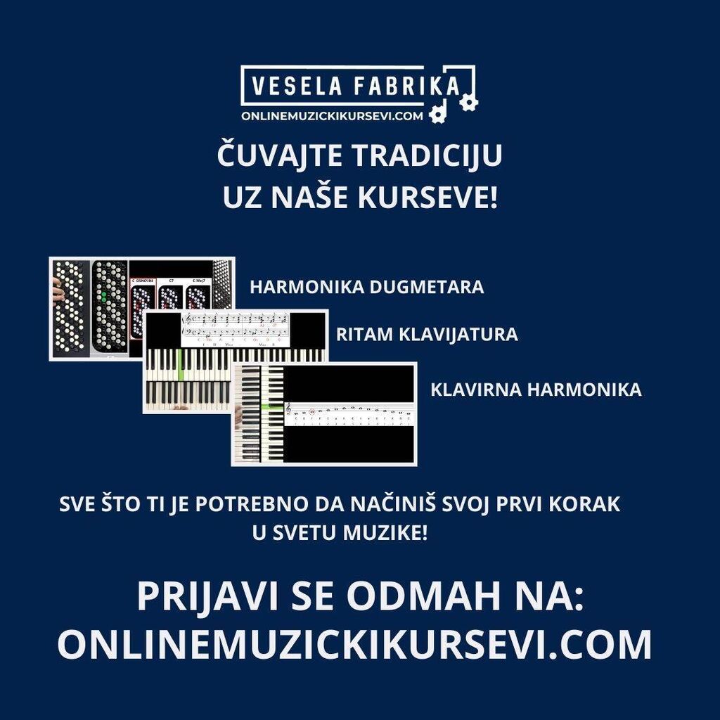 Online Muzička Škola - Vesela Fabrika sadrži kurseve za: Harmoniku