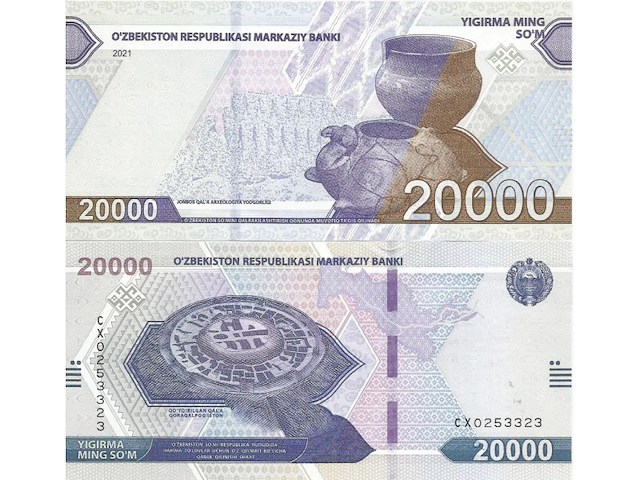 Uzbekistan 20000 som 2021. UNC