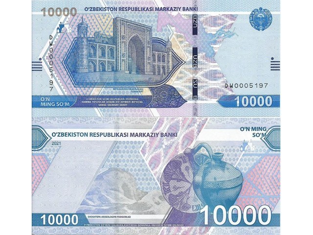 Uzbekistan 10000 som 2021. UNC