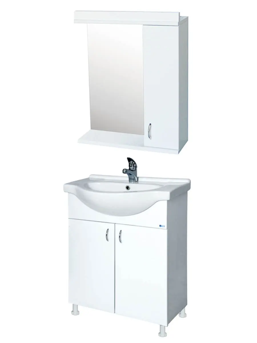 Lapino Uni Komplet Lavabo sa ormarićem, Specijal, 57cm + Ormarić sa ogledalom, 55cm, Beli