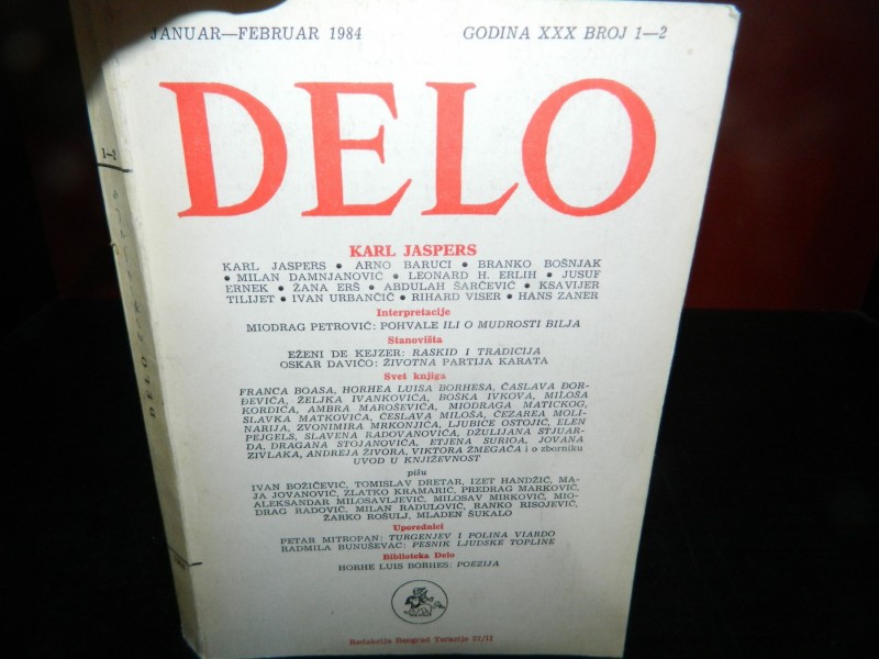 Časopis Delo 1-2/1984 temat Karl Jaspers