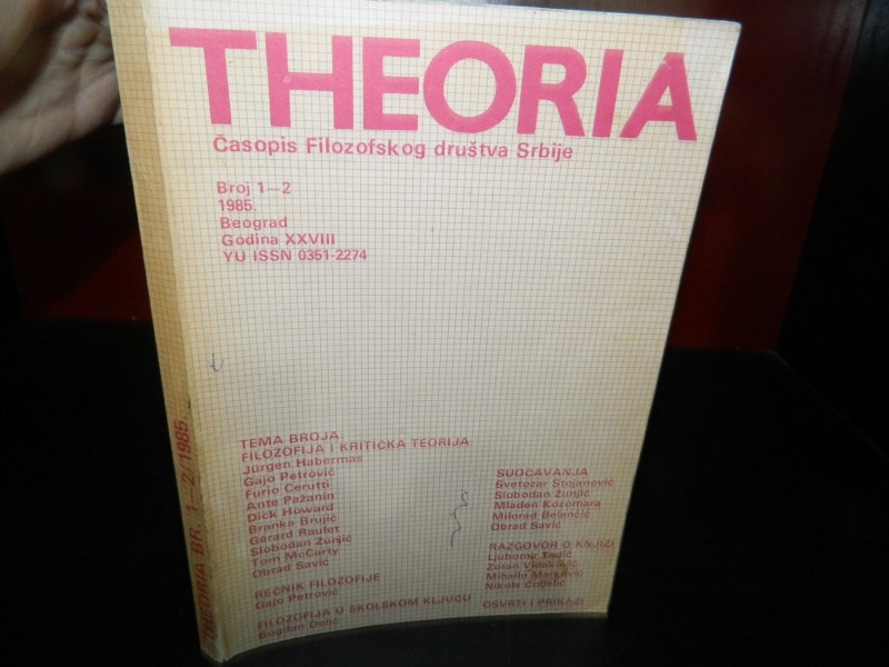 Časopis Theoria 1-2/1985 Habermas