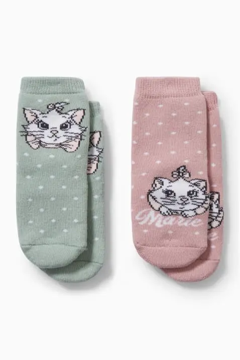 C&A Čarape za devojčice, Gumirani đon, 2 komada, Sivo-roze