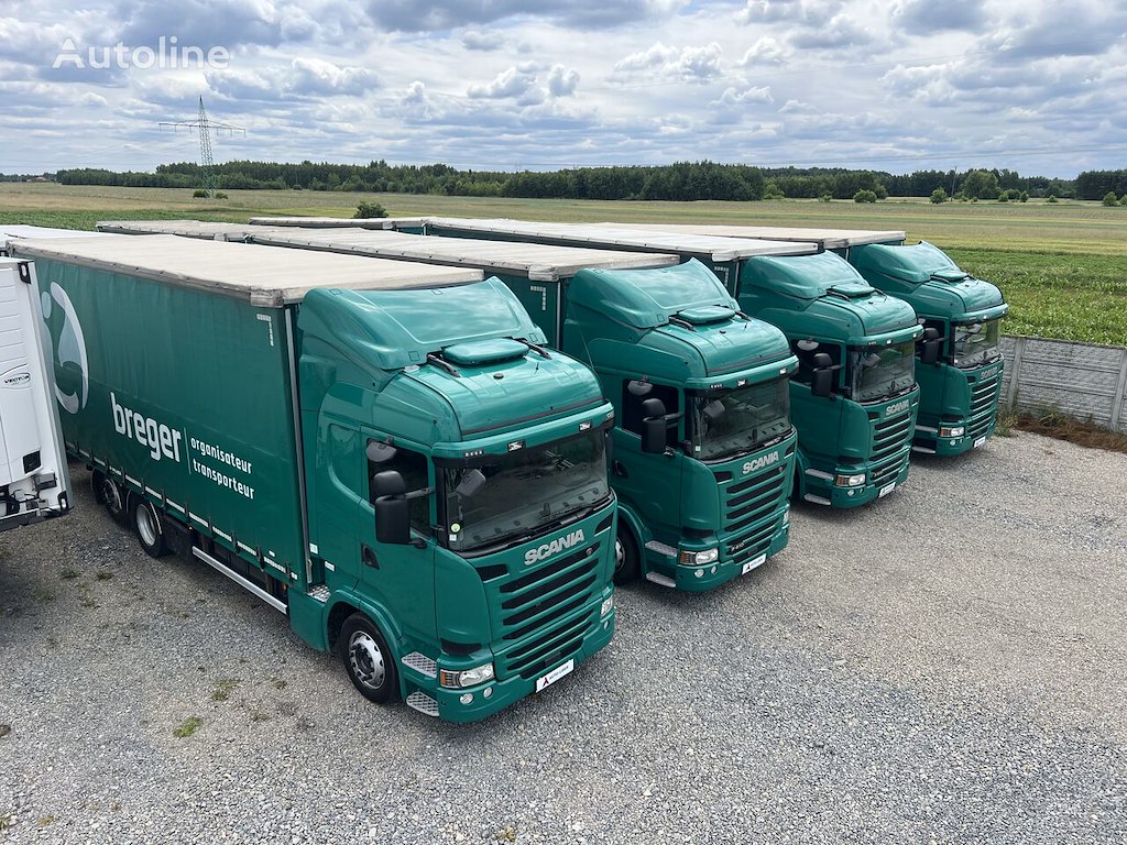 Scania R410 / RETARDER / 4 SZTUKI / BEZ EGR / PRZYCZEPA FRUEHUAF / Z FR kamion sa klizna zavesa cerada + prikolica sa kliznom ceradom