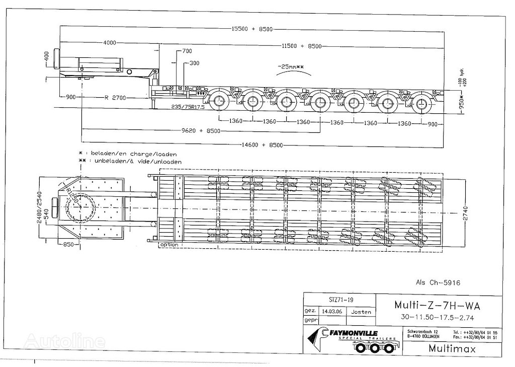 Faymonville Multi-Z-7H-W-A-30-11.50-17.5-2.74 poluprikolica sa niskom platformom