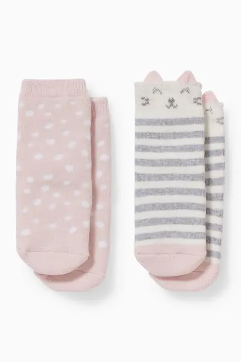 C&A Čarape za bebe, Neklizajuće, Pakovanje od 2, Roze