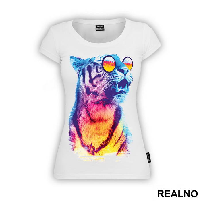 COLORFUL TIGER WITH GLASSES - ART - MAJICA