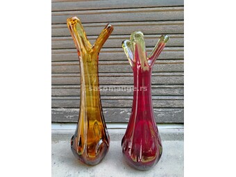 Murano vaze u boji rubina i ćilibara