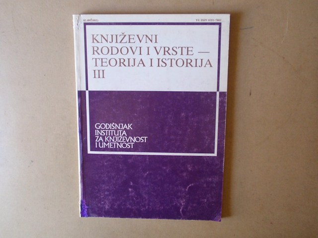 KNJIŽEVNI RODOVI I VRSTE - TEORIJA I ISTORIJA 3