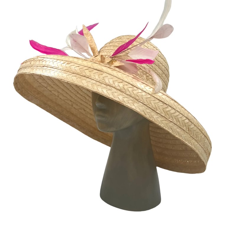 STRAW FEATHER HAT