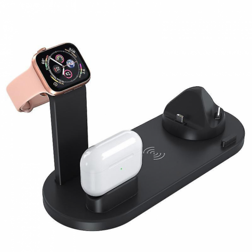 Bezicni punjac 6u1 za iPhone,Airpods,Apple Watch 15W crni