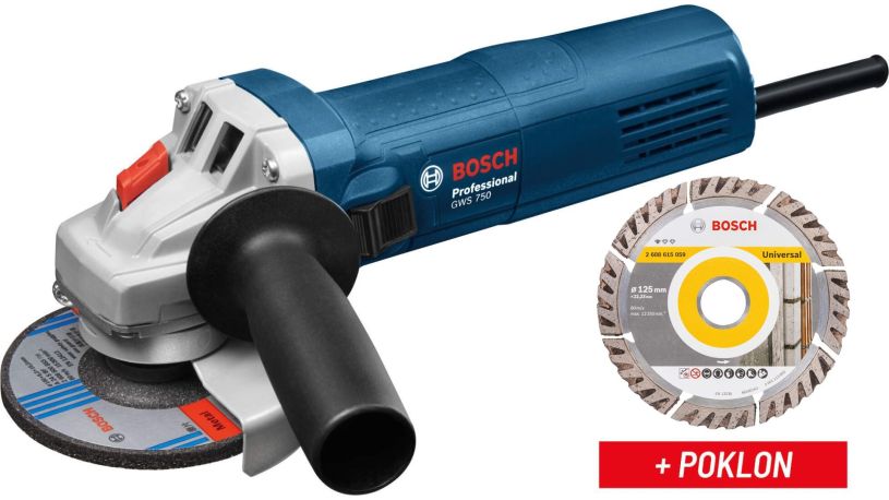 Bosch MALA UGAONA BRUSILICA GWS 750-125 + poklon dijamantska ploča (060139400D)