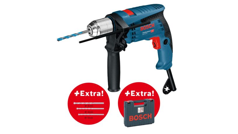 Bosch VIBRACIONA BUŠILICA GSB 13 RE u koferu + 3-delni set burgija za zid (0601217104)