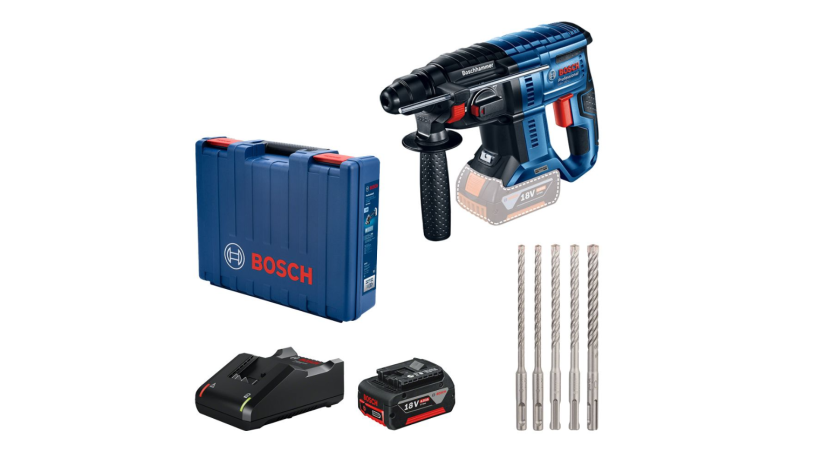 Bosch AKUMULATORSKI ELEKTRO-PNEUMATSKI CEKIC GBH 180-LI 18V + 5-delni set SDS plus 5x burgija (0615990M9C)