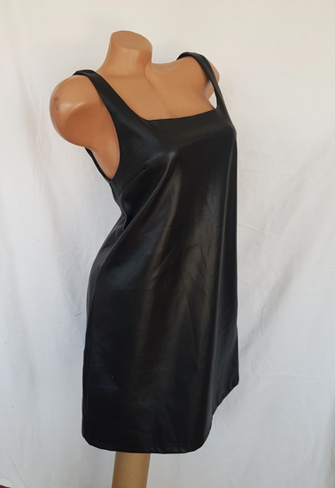 PRIMARK ★ haljina od crne eko kože A-kroj