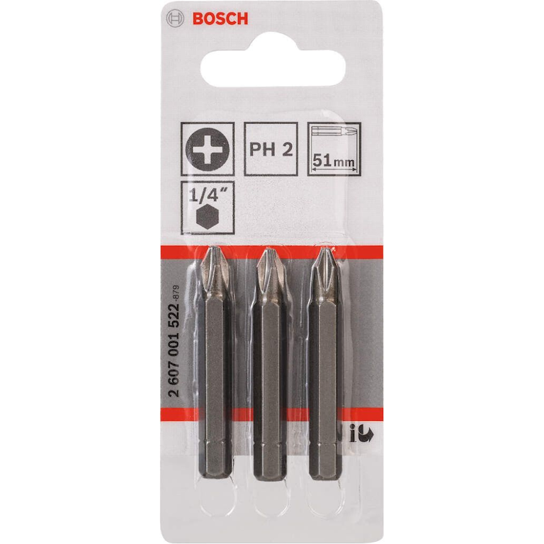 Bosch – Bit odvrtača ekstra-tvrdi PH 2, 51 mm, 3 kom. – 2607001522