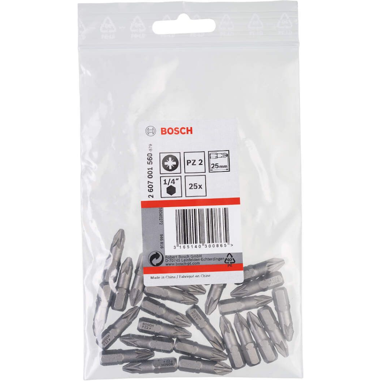 Bosch – Bit odvrtača ekstra-tvrdi PZ 2, 25 mm, 25 kom. – 2607001560