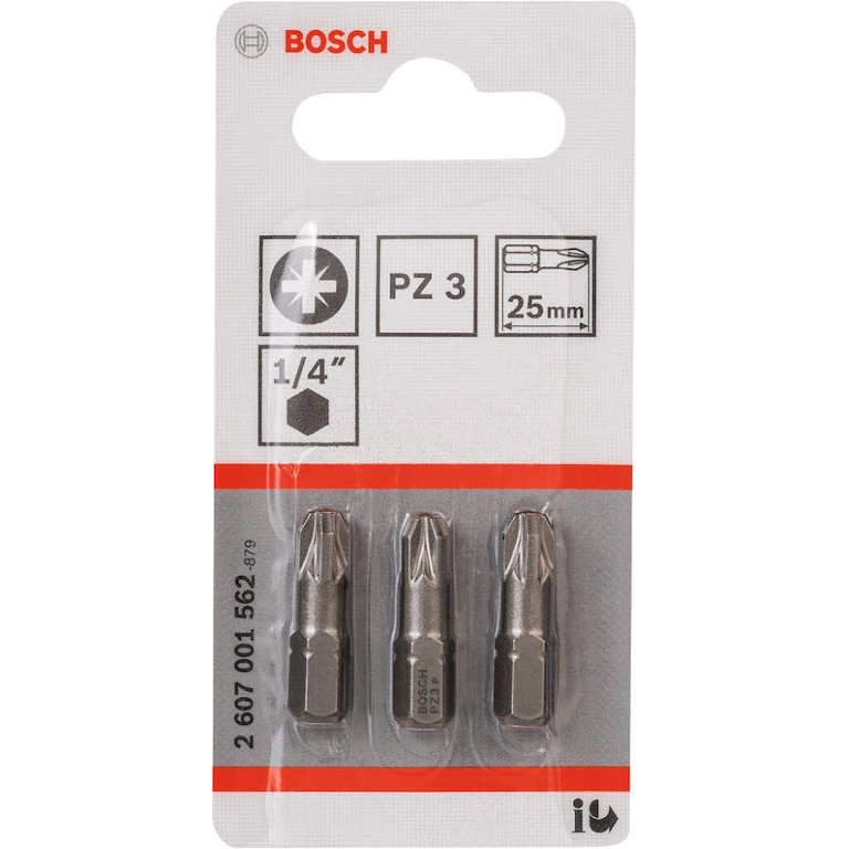 Bosch – Bit odvrtača ekstra-tvrdi PZ 3, 25 mm, 3 kom. – 2607001562