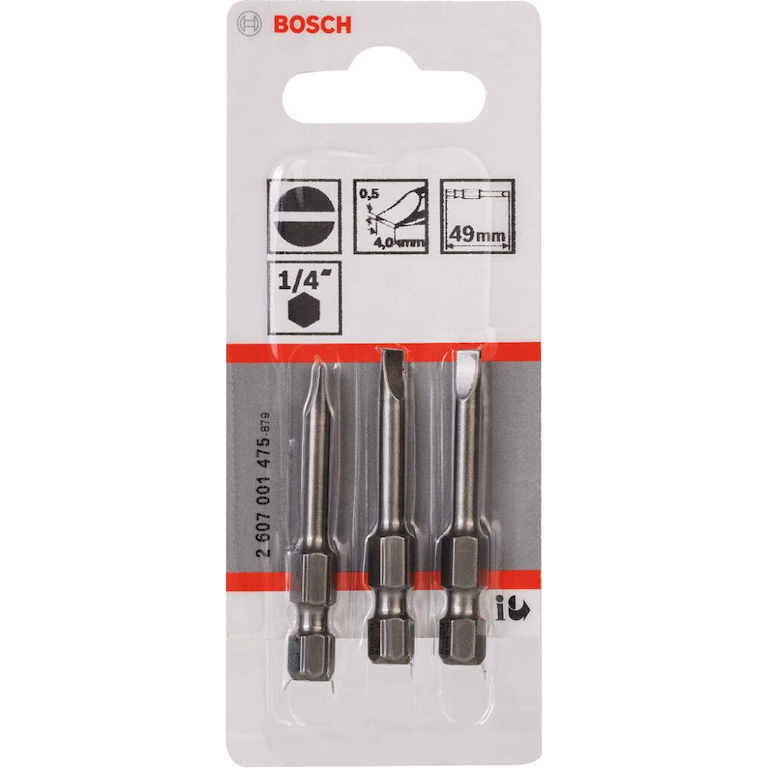 Bosch – Bit odvrtača ekstra-tvrdi S 0,5×4,0, 49 mm, 3 kom. – 2607001475