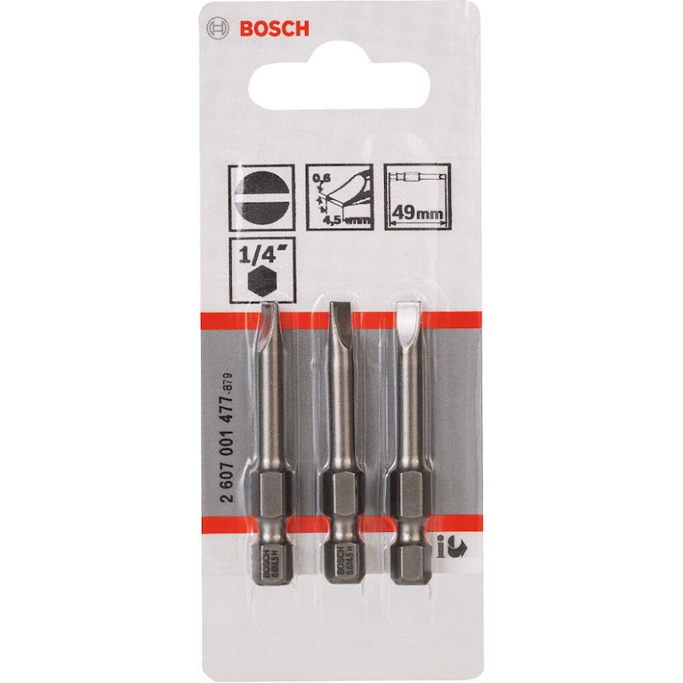 Bosch – Bit odvrtača ekstra-tvrdi S 0,6×4,5, 49 mm, 3 kom. – 2607001477