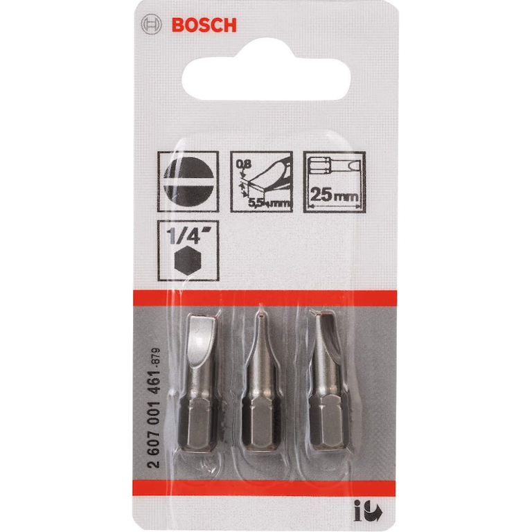 Bosch – Bit odvrtača ekstra-tvrdi S 0,8×5,5, 25 mm, 3 kom. – 2607001461