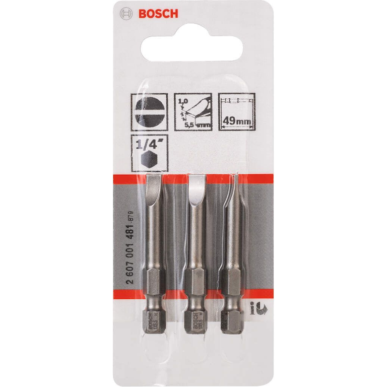 Bosch – Bit odvrtača ekstra-tvrdi S 1,0×5,5, 49 mm, 3 kom. – 2607001481