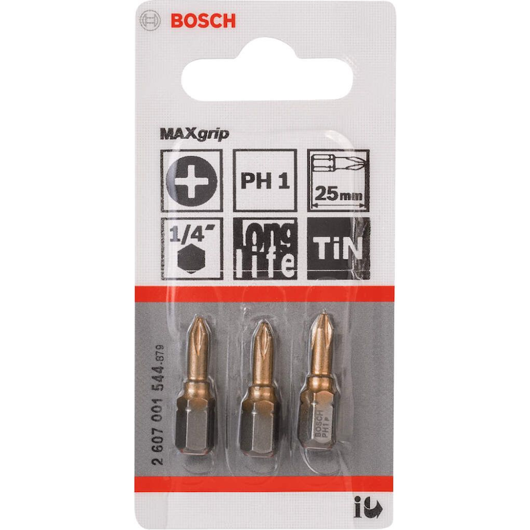 Bosch – Bit odvrtača Max Grip PH 1, 25 mm, 3 kom. – 2607001544