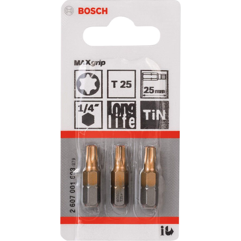 Bosch – Bit odvrtača Max Grip T25, 25 mm, 3 kom. – 2607001693