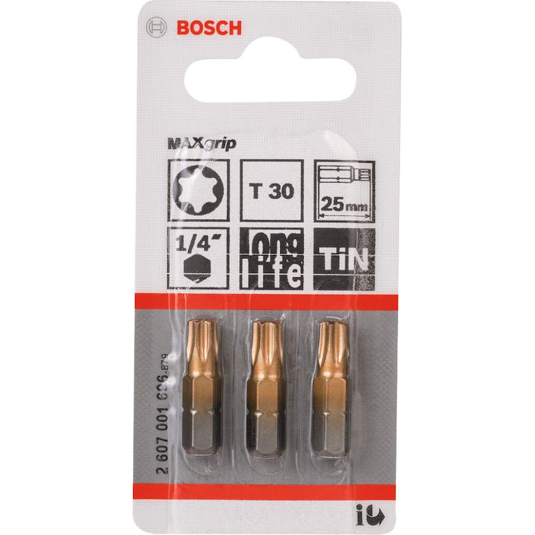 Bosch – Bit odvrtača Max Grip T30, 25 mm, 3 kom. – 2607001696