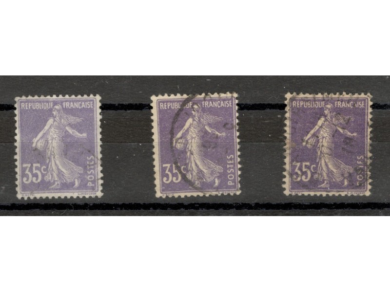 FRANCUSKA -ZIGOSANE 3 MARKE, y, xI, xII-1906/07 (1087)