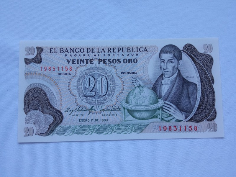 Kolumbija 20 pesos,1983 god.UNC,retko