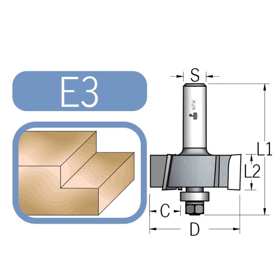 Glodalo za falc širine 3,2mm, radna dužina 12,5mm, prihvat 6mm (3 sečiva) WPW E320323