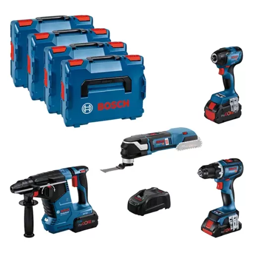 Bosch Akumulatorski set GSR 18V-90C + GDR 18V-210C + GBH 18V-24C + GOP 18V-28 + 1x4,0Ah + 2X 5,5Ah + GAL 1880CV, 0615990N34