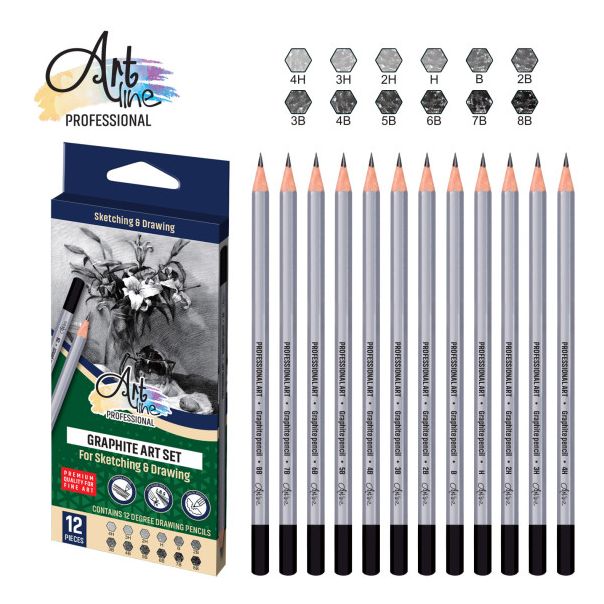 ARTLINE Set umetničkih grafitnih olovke po tvrdoći 4H-8B ART066