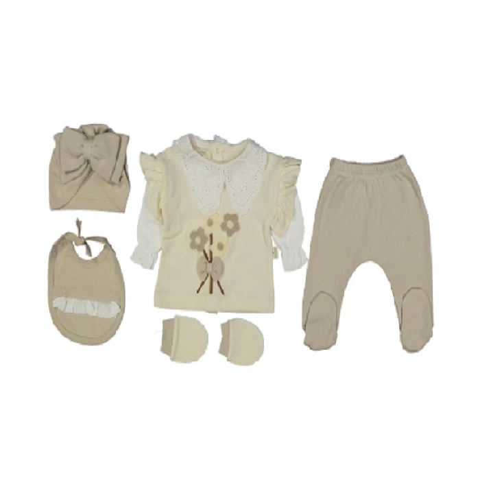 Bebi set bež 239100 - pamučni, bebi set od 5 delova