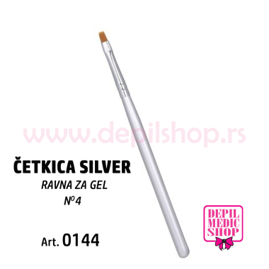 Četkica ravna za gel SILVER No4 Art.0144