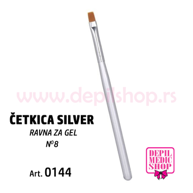 Četkica ravna za gel SILVER No8 Art.0144