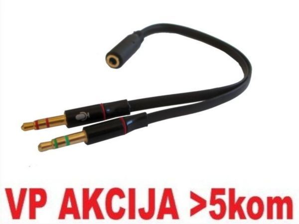 CCA-418A ** GEMBIRD 3.5MM HEADPHONE MIC AUDIO Y SPLITTER CABLE FEMALE TO 2×3.5MM MALE ADAPTER (95)