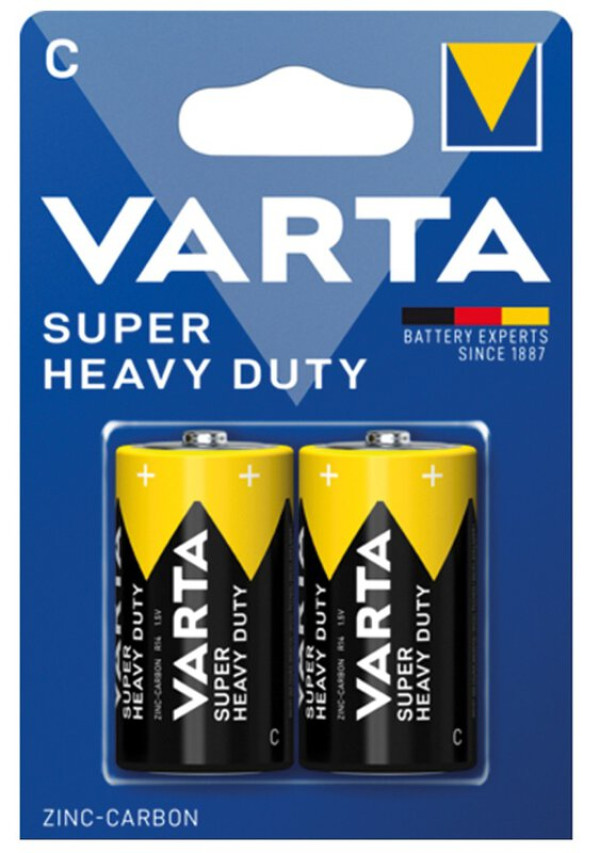 VARTA SUPERLIFE TIP C 1.5V R14P SUPER HEAVY DUTY, PAK2 CK, CINK-KARBON BATERIJE