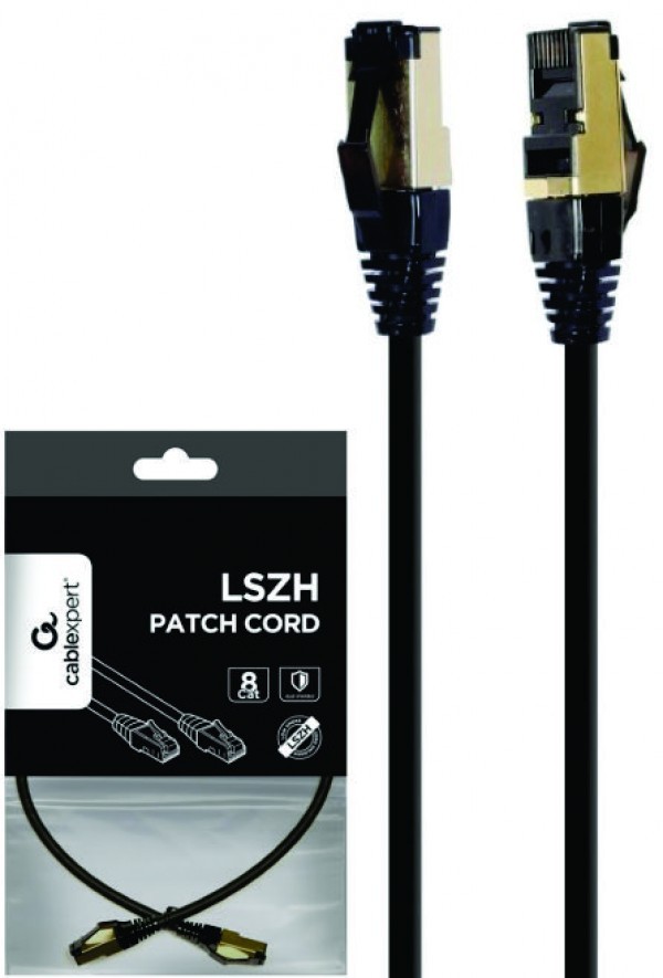 PP8-LSZHCU-BK-1M GEMBIRD MREZNI KABL S/FTP CAT.8 LSZH PATCH CORD, BLACK 1M