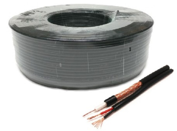 KABL-COAX-RG59+2X0.75 CCA/PVC/100M KOAKSIALNI KABL SA NAPOJNIM KABLOM 2×0,75MM BLACK 100M