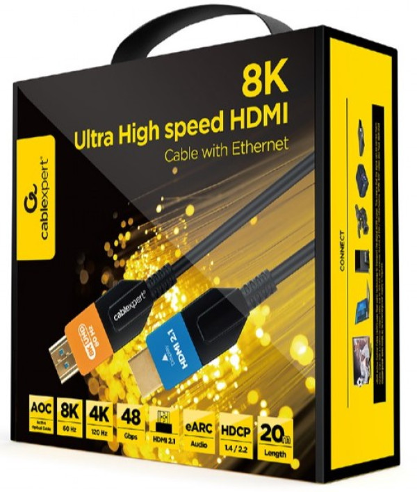 CC-HDMI8K-AOC-20M GEMBIRD ACTIVE OPTICAL (AOC) ULTRA HIGH SPEED HDMI 2.1 8K UHD WITH ETHERNET 20M